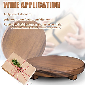 kulusion Walnut Wood Pedestal Stand, Decorative Wood Riser For Display, Farmhouse Decor Soap Tray, Displays Your Plant Bottles Candles for Your Home (Round,9 x 1.57Inch)