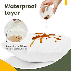 Fairpeak Pillow Covers Protectors with Zipper Standard Size Set of 4， Pillow Cases， Luxury Hotel Quality, for 20x26 inches Pillows, Breathable, Soft, Machine Washable