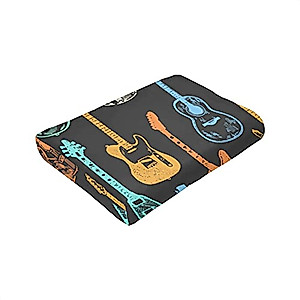 Guitar Soft Throw Blanket All Season Microplush Warm Blankets Lightweight Tufted Fuzzy Flannel Fleece Throws Blanket for Bed Sofa Couch