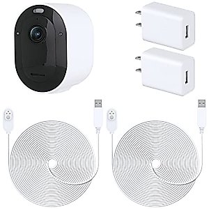 ALERTCAM 2Pack 30FT Magnetic Charging Cable with Power Adapter for Arlo Pro4 and Ultra 2,Continuous Outdoor Power Supply for Your Arlo Security Camera (White,2Pack)