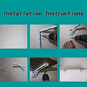 PIBM Stylish Simplicity Shelf Wall Mounted Floating Rack Shelves Stainless Steel Foldable Dining Table Bookshelf Waterproof Antirust Save Space Bearing Strong,4 Sizes, White ,
