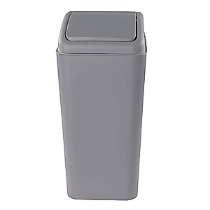 AnnkkyUS Plastic Trash Bin with Swing Lid, 16 L Small Garbage Bins, Grey