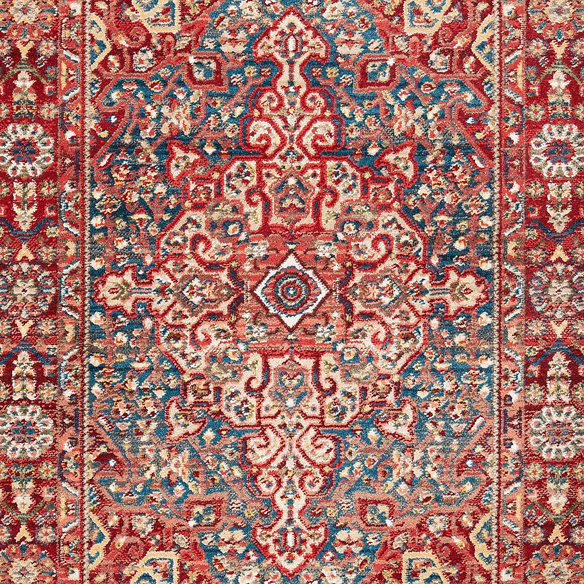 SAFAVIEH Kashan Collection Area Rug - 8' x 10', Blue & Red, Traditional Oriental Design, Non-Shedding & Easy Care, Ideal for High Traffic Areas in Living Room, Bedroom (KSN305A)