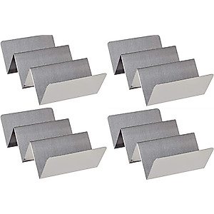 Set of 4 Metal Taco Holders - Stainless Steel Taco Trays- Dishwasher, Oven, and Grill Safe - Great for Sandwiches and Hotdogs too (4)