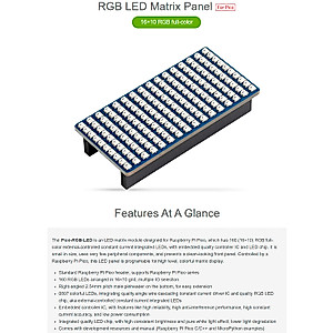 RGB Full-Color LED Matrix Module for Raspberry Pi Pico, 16×10 Grid,with Embedded Controller IC and LED Chip,Programmed and Controlled by Pico,High Standard and Colorful Dot Matrix Visual Effects