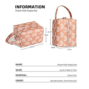 Lmbabter Baby Diaper Wet Dry Bag - 3PCS Diaper Organizer Bag Nappy Pouch Water- resistan Diaper Pod for Baby Diaper Bag,Gym Bag，Travel Bag (Orange)