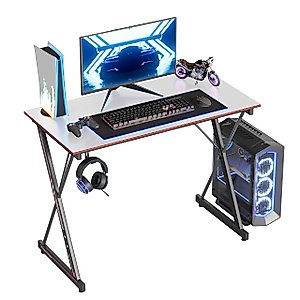 CubiCubi Gaming Desk 40 Inch PC Computer Desk, Home Office Desk Table Gamer Workstation, Simple Game Table, White
