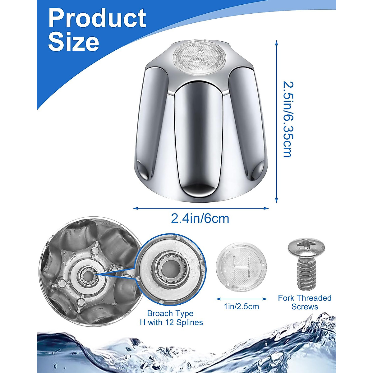 sousac 3 Set Shower Knob Replacement, Metal Bath Tub Shower Handle Include Hot/Cold/Diverter, Bathtub Faucet Handles Compatible with Price Pfister Verve for Remodeling Trim (Silver)