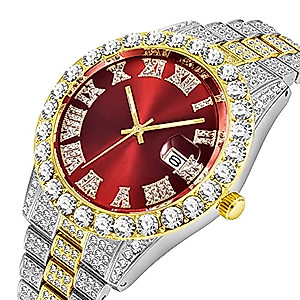 SENRUD Unisex Crystal Watch Fashion Diamond Watch Mens Womens Full Iced-Out Watches Luxury Diamond Bracelet Watch