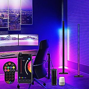 AKEPO Floor Light Smart RGBIC Music Melody Corner Floor Lamp, APP/Remote/Voice Control Dimmable Rhythm Pickup Light for Game Room, Bar, TV, Bedroom, Party (Compatible with Alexa & Google Assistant)