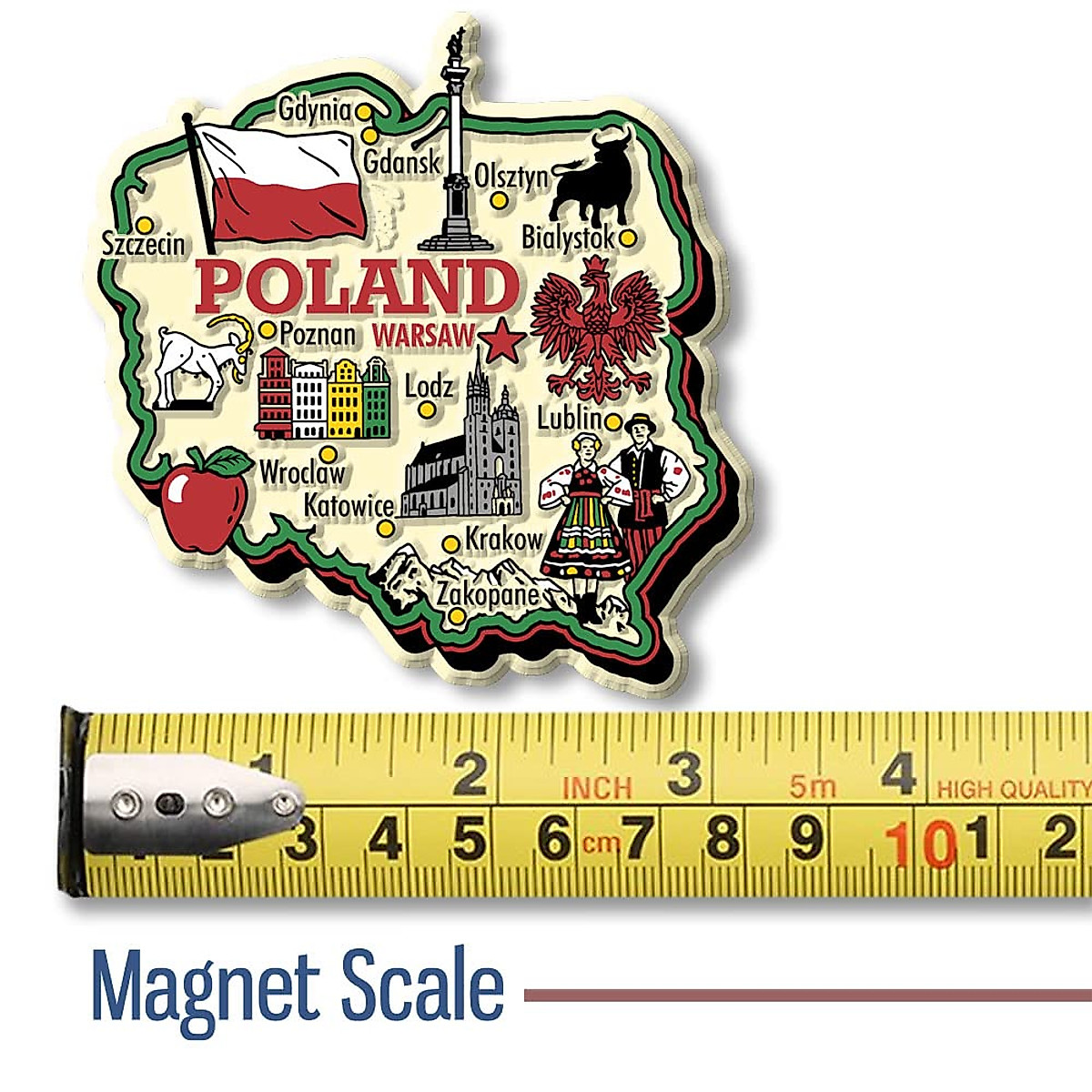 Poland Jumbo Country Map Magnet by Classic Magnets, Collectible Souvenirs Made in The USA
