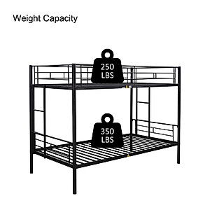 CALABASH Bunk Beds Twin Over Twin, Heavy Duty Twin Size Metal Bunk Bed Frame with Guardrail & Ladders, Space-Saving, Noise Free, No Box Spring Needed (Black)
