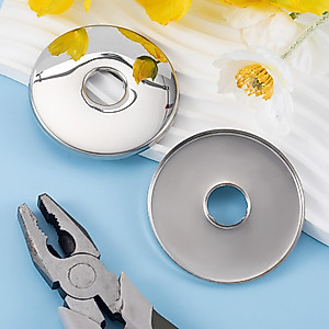 PAGOW 2 Pcs Stainless Steel Shower Arm Flange, Round Escutcheon Plate, Shower Pipe Covers for Bathroom, Shower Faucet Cover Plate for Shower Arms, Pipes - Silver (OD 3.15in, ID 0.84in)