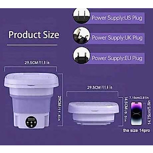 8L Portable Washing Machine For Small Loads, Foldable Mini Washing Machine For Underwear, Bra, Socks, Baby Clothes, towels, or Small Items, Camping, Travel and Home Use