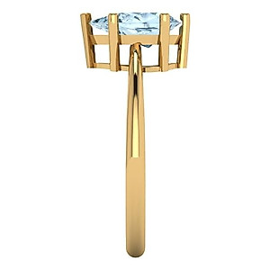 Clara Pucci 2.0 ct Pear Cut Solitaire Natural Swiss Blue Topaz gemstone Bridal Designer Anniversary Engagement Ring 14k Yellow Gold 10.5