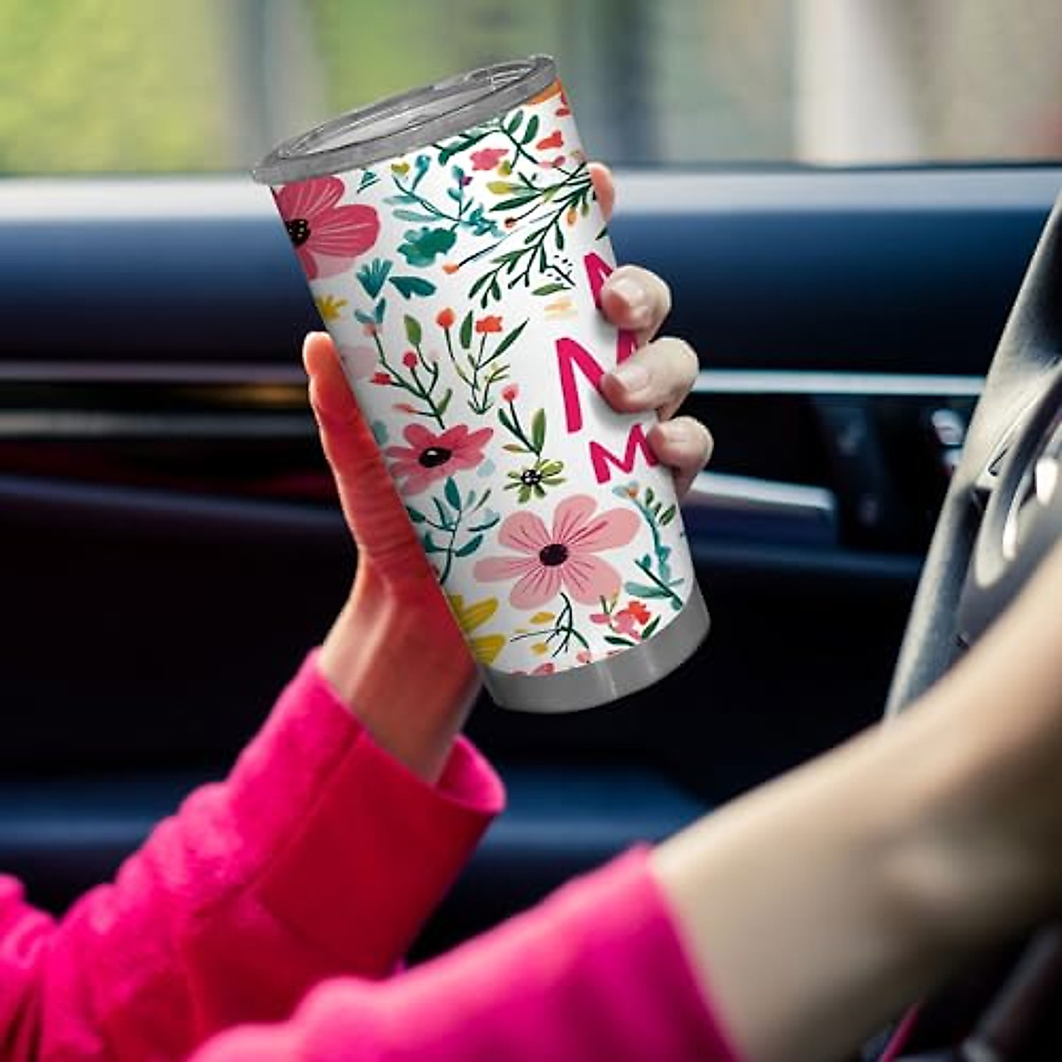 FOCIUZTA 20oz Colorful Floral Tumbler with lid, Travel Coffee Cup, Ideal for Easter, Mother Day, and birthday gifts