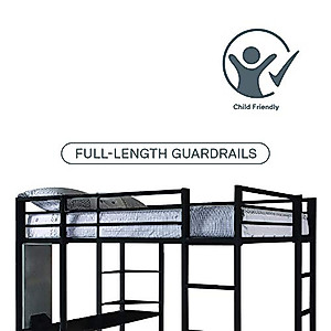 DHP Abode Full Size Metal Loft Bed, Black