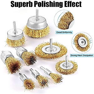 Wire Wheel Brush Cup Brushes Set,23 Pack Steel Wire Brush Kit for Drill 1/4-Inch Shank 0.012-Inch Brass Coated Carbon Crimped for for Polishing,Deburring,Degreasing and Corrosion Removal