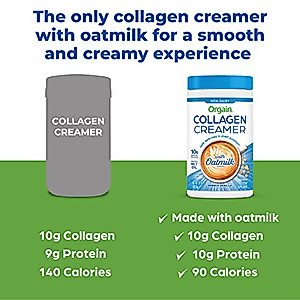 Orgain Collagen Creamer with Organic Oatmilk Powder, French Vanilla - 10g of Hydrolyzed Grass-Fed Collagen, 1g of Sugar, Made with MCT, Avocado, and Coconut Oil, No Dairy or Soy, Non-GMO, 10 oz