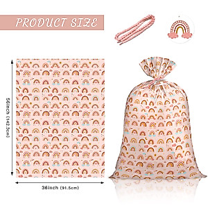 Loveinside Jumbo Large Plastic Gift Bag, Birthday Design Plastic Bag with Tag and Tie for Birthday Party, Graduation, Baby Shower - 56" x 36", 1 Pcs - Pink Rainbow