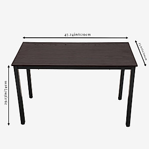GL GLOBAL LIFE 47 inch Large Computer Desk Wood, Modern Simple Style Desk for Home Office, Bedroom, Study Student Writing Desk, Small Spaces, Black Metal Frame, Dark Walnut Top