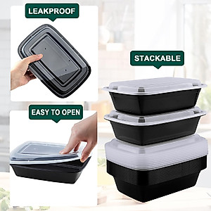 KEEP COLDER Meal Prep Containers 38 OZ, Plastic Food Prep Containers with Lids, BPA-Free, Stackable, Microwave, Dishwasher Safe Disposable To Go Containers for Meal Plan, 50-Pack