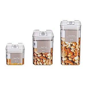 Zerodis Plastic Food Storage Container Airtight Cereal Jar Dried Fruit Jam Leak Proof Storage Box Easy Lock Lids To Keep, PP (d)