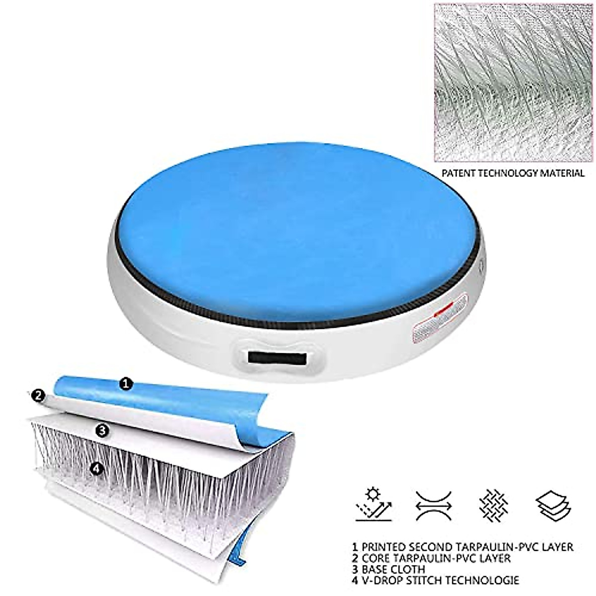Inflatable Air Spot Tumbling Track Circle Mat for Exercise 3.3ft Thickness 8 Inches Training Air Mat for Gymnastics with Air Pump