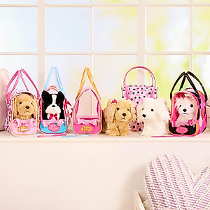 Pucci Pups - Pink Polka Dot Glam Bag with Maltese Pup – Plush Toy Dog with Carrying Dog Bag – Plush Dog for Kids Aged 3 and Up, 8 inches