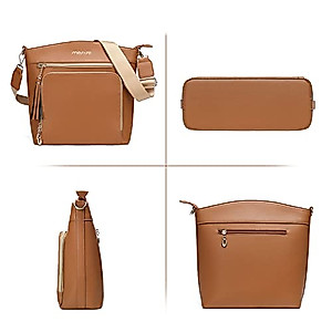 MOSISO Crossbody Bag, Purses for Women Crossbody Bag, Multi Pockets Lightweight Waterproof Crossbody Purse Bag Handbag Shoulder Bag Holder Wallet Card Purse with Tassel, Brown