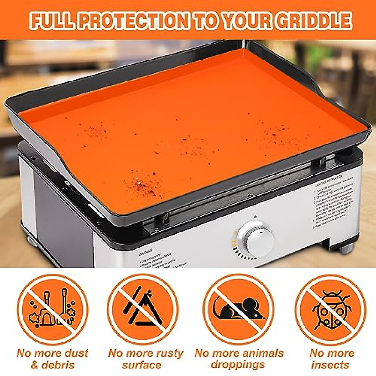 BYKITCHEN Silicone Griddle Mat for Blackstone 17 inch Griddle, Grill Cover for Small Blackstone Griddle, 17 inch Griddle Accessories, Outdoor Protective Portable Tabletop Silicone Griddle Cover