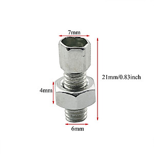 PZRT 4pcs Brake Caliper Barrel Adjusters 6mm Bicycle Brake Parts Silver Barrel Adjuster Bolt with Locknut