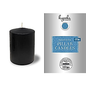 Hyoola Black Pillar Candles 2x3 Inch - 4 Pack Unscented Pillar Candles - European Made