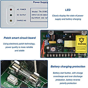 Power Supply Box, 110 to 240VAC to 12VDC Door Access Control System Switching Power Supply Box Security System UPS Variable Frequency Power Supply Box