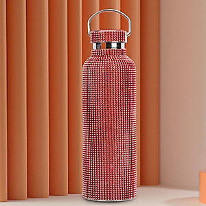 Cuteam Shining Like a Diamond Water Bottle, Fashion Bling Rhinestone Stainless Steel Thermal Bottle, Portable Large Capacity Refillable Vacuum Water Bot, Birthday Gift