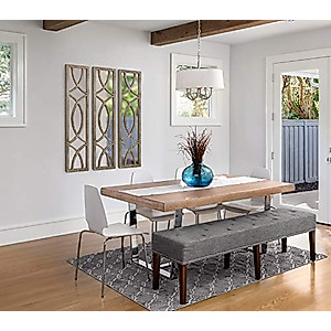 Kate and Laurel Tolland Decorative Wooden Panel Wall Mirror, 12" x 48", Rustic Brown, Farmhouse Windowpane Accent Piece