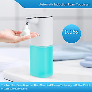 Hand Sensor Soap Dispenser, Wisekoti P9 Hands Free Foaming Soap Dispenser, Rechargeable, Motion Sensor Automatic Foam Soap Dispenser Touchless for Kitchen & Bathroom, Handless Soap Dispenser