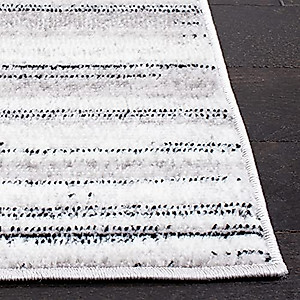 SAFAVIEH Skyler Collection 9' x 12' Ivory/Grey SKY121F Stripe Non-Shedding Living Room Dining Bedroom Area Rug