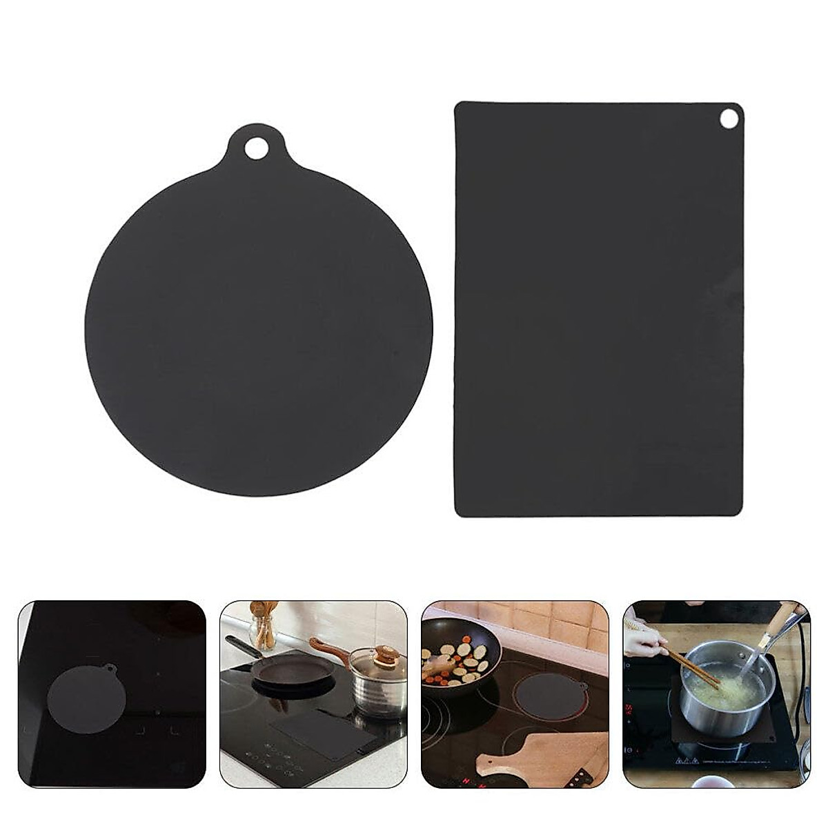 Cabilock 2pcs Induction Cooktop Mat, Silicone Cooktop Protector for Induction Cooker Scratch Protector Mat, Silicone Mat Non Slip Pads for Magnetic Stove, Heat Insulation Mat