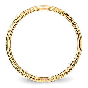 10K Yellow Gold 3mm Light Weight Milgrain Half Round Band Ring Size 4