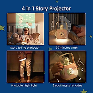 ZZZMOON Story Projector for Kids, Night Light Projector Baby Bedtime Sleep Story Projector with 8 Stories and Music, Educational Story Toys Gift for Girls Little Boys Age 3+ (Pink)