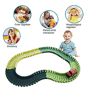 Car Track,Light Up Tracks Car(2-Pack) Glow in The Dark Racing Track Accessories Compatible with Most Tracks,Boys & Girls (style1：red+Blue)