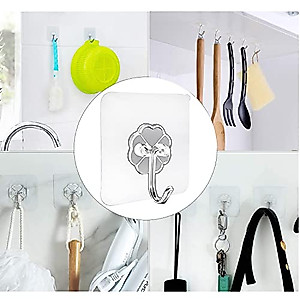 BASHO FAN Wall Hooks Robe Towel Hooks - 26 Packs Transparent Waterproof Sticky Hooks Oilproof Seamless Shower Hooks Stick Coat Hooks