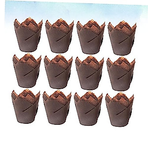 HEMOTON 150pcs Pink Tulips Mini Paper Cups Brown Wrapping Paper Butterfly Cupcake Liners Cookie Liners Muffin Tins Camouflage Pudding Cake Stand Bracket Coffee Mini Cake Boxes