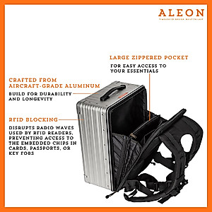 ALEON 17" Hybrid Aluminum Backpack- Outdoor backpack in Silver- Comfortable and sturdy case for photo equipment or laptop. Also ideal as a work backpack for craftsmen or as a school backpack.