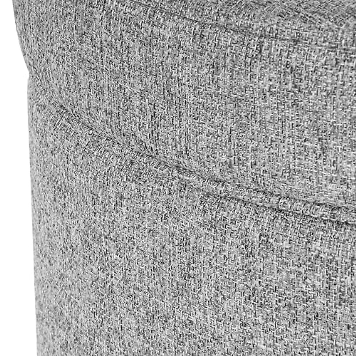 Homepop Home Decor | Upholstered Round Storage Ottoman | Ottoman with Storage for Living Room & Bedroom, Light Gray Tweed Large