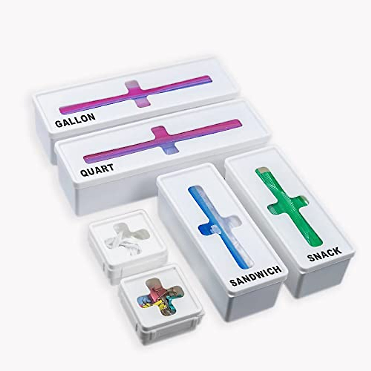 Ziplock Bag Storage Organizer for Drawer, Tclouda, Plastic Food Storage Plastic Bag Holders for Kitchen Drawer, Suitable for Gallon, Quart, Sandwich & Snack Variety Size Bag (6 Pieces Set）