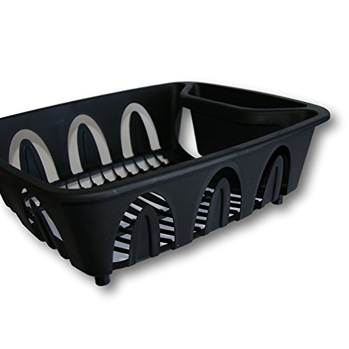 Essentials Small Dish Drainer - Black Plastic -13.75 Inches
