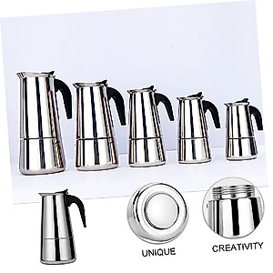 FUNOMOCYA Coffee Pot Stainless Tea Kettle Mocha Coffee Portable Water Kettle Cafetera Manual Espresso Maker Portable Coffee Cup Coffee Boiling Pot Coffee Silver Stainless Steel