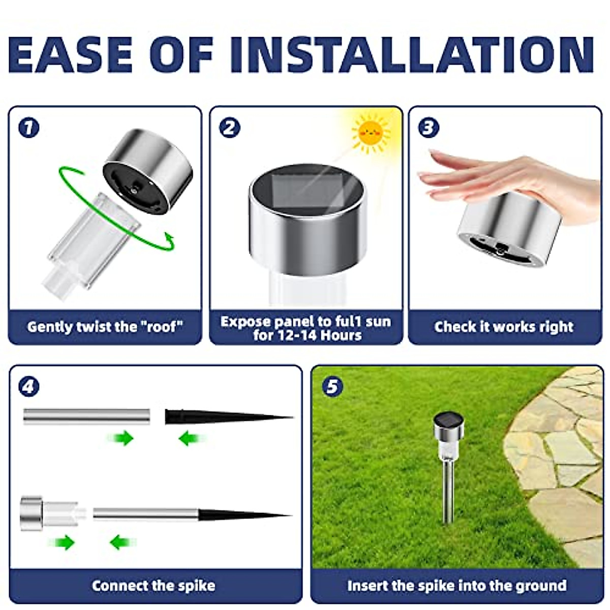 Cvosua Solar Outdoor Lights 12 Pack, Waterproof Outdoor Lights, Solar Garden Lights, Solar Powered Landscape Lighting for Pathway, Patio, Yard, Lawn, Walkway, Deck and Driveway